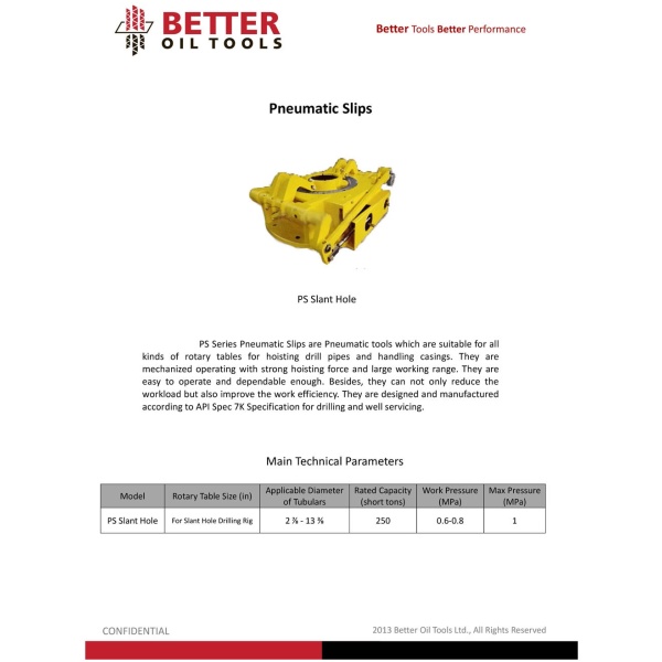 Pneumatic Slips PS Stant Hole – BETTER OIL TOOLS