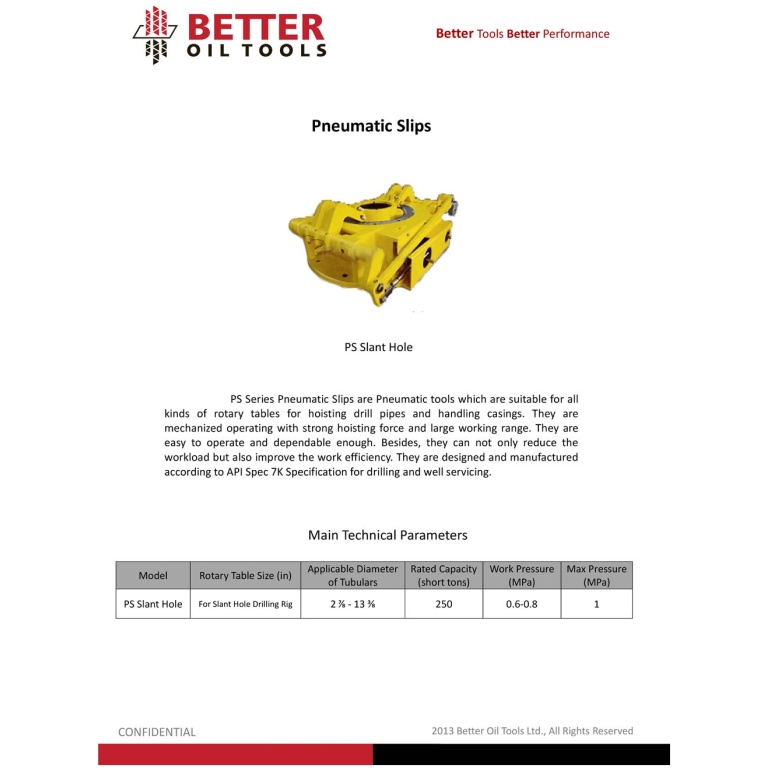 Pneumatic Slips PS Stant Hole – BETTER OIL TOOLS