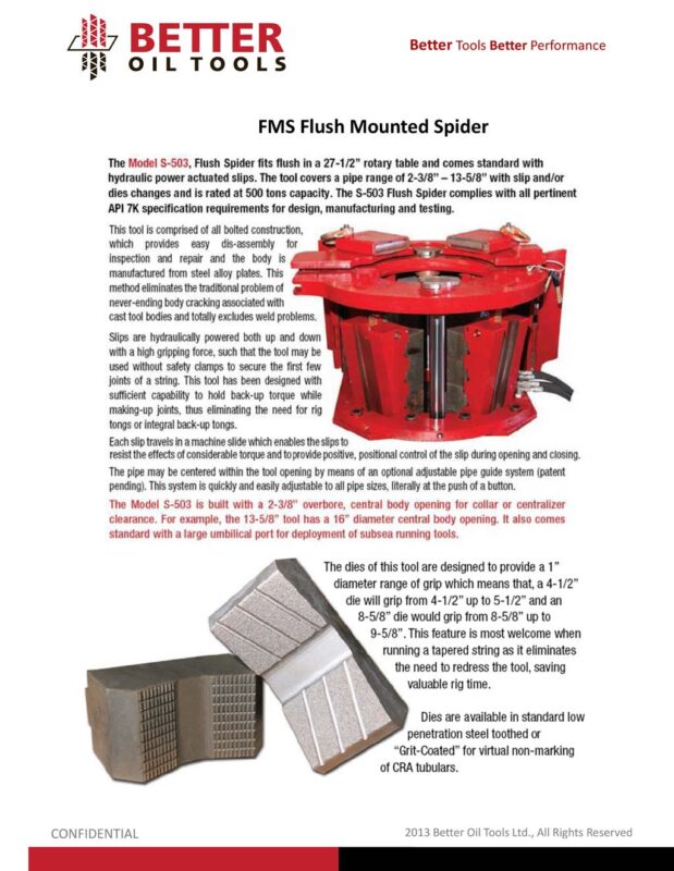FMS Flush Mounted Spider – BETTER OIL TOOLS